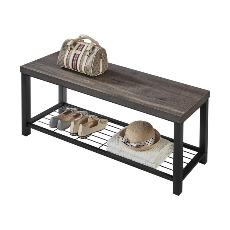 17 Stories Entryway Bench, Industrial Metal Storage Bench For Living ...