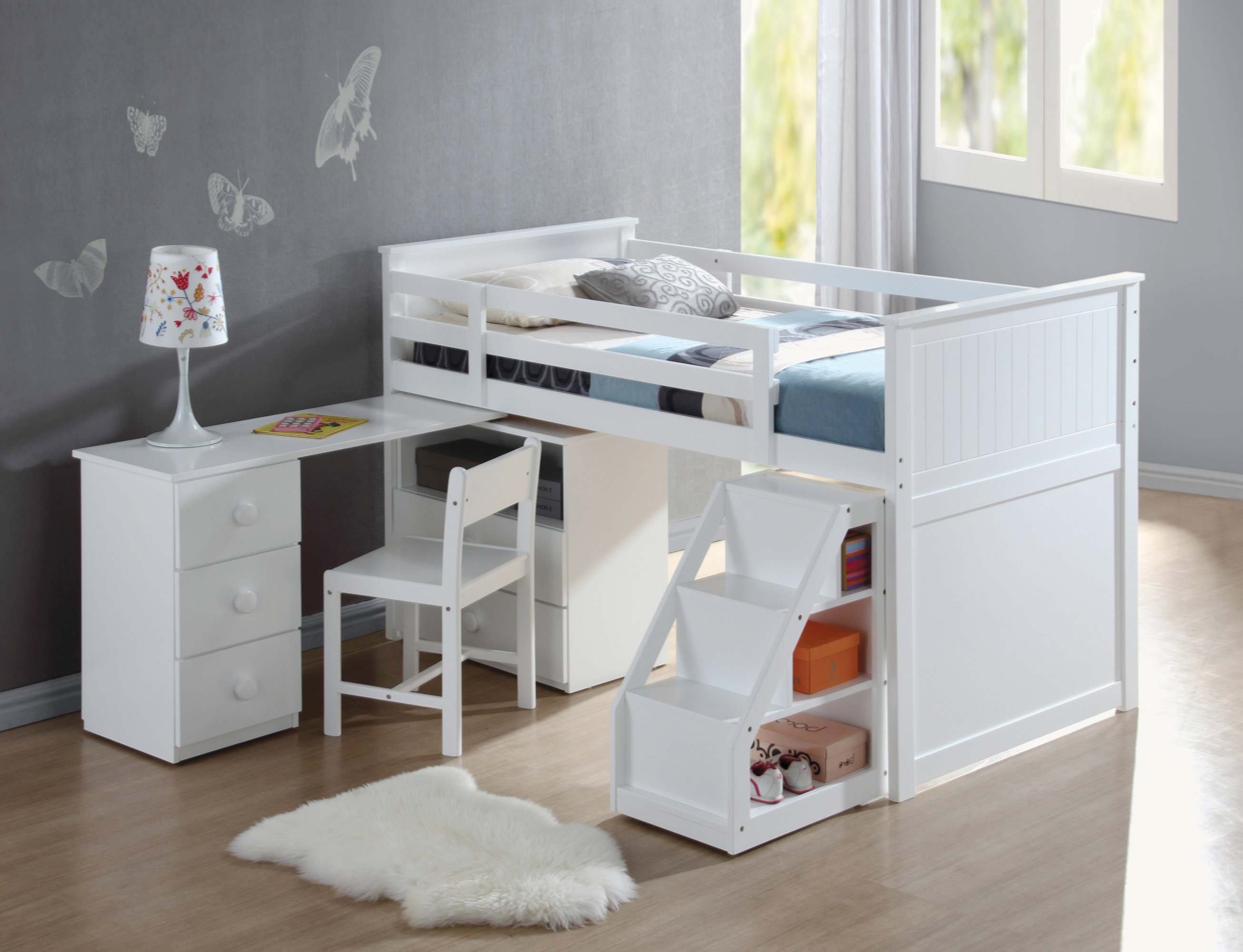 Harriet Bee Wyatt White Finish Twin Loft Bed Set - Wayfair Canada