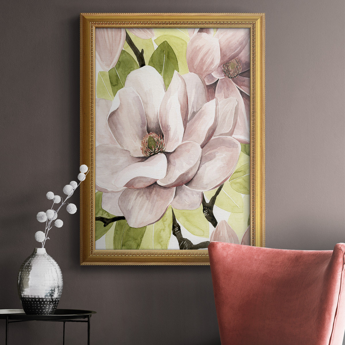 Winston Porter Blush Magnolia II Premium Framed Canvas- Ready To Hang ...