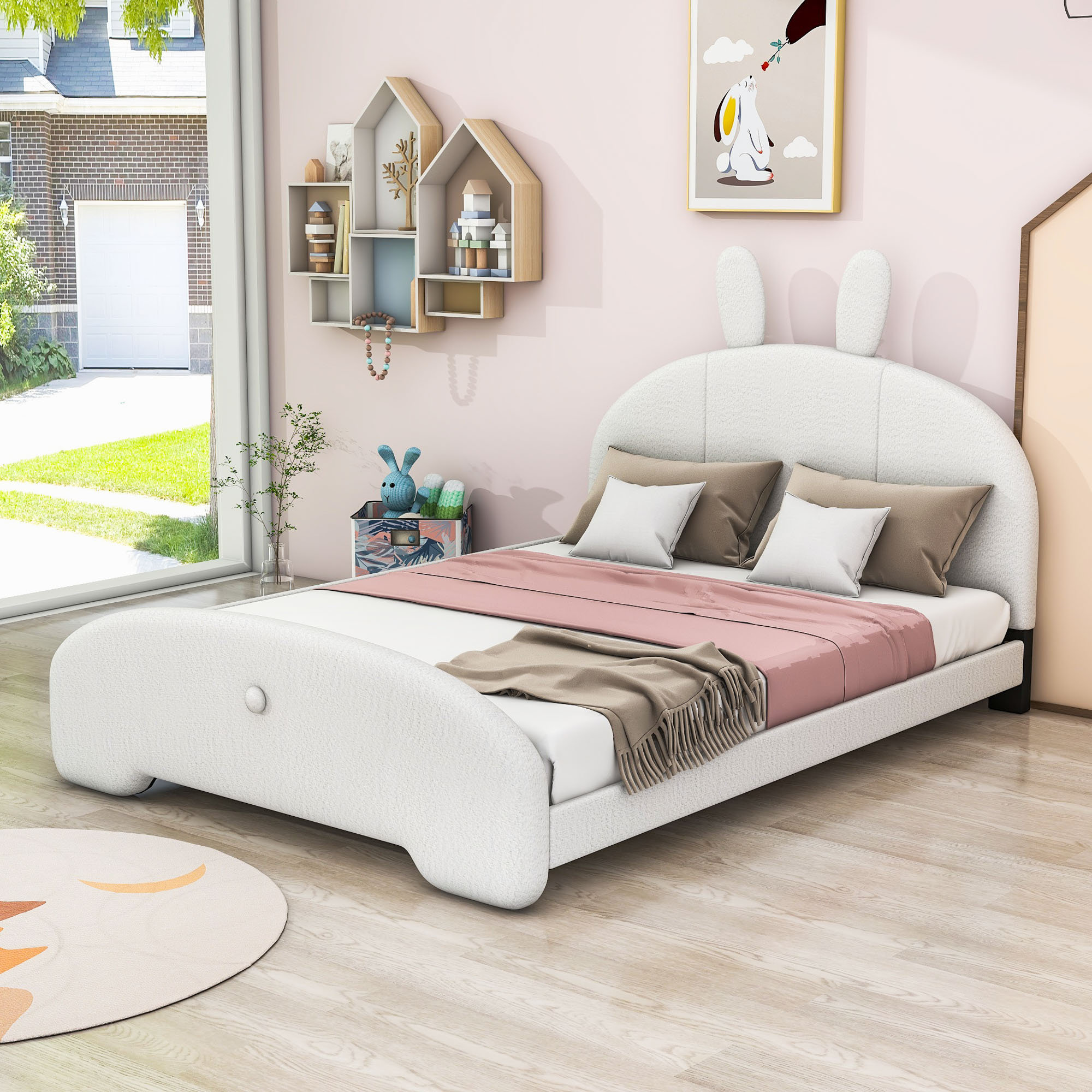 Zoomie Kids Aashini Full Upholstered Platform Bed with Headboard | Wayfair