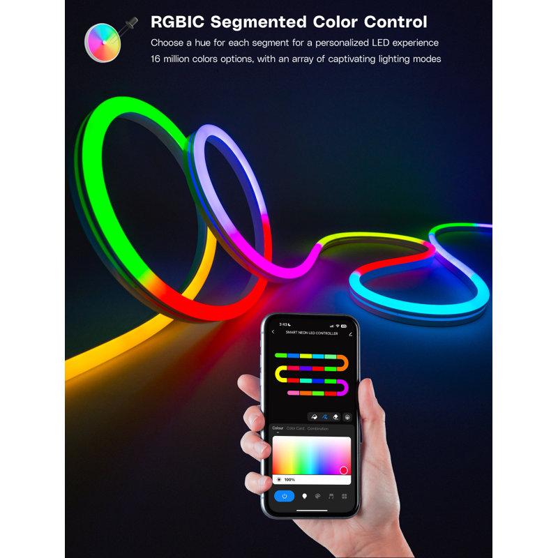 WYZworks RGB Neon Customizable LED Strip Light with App Control | Wayfair