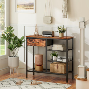 17 Stories 31.5" Industrial Sofa Console Table, 4-Tier Entryway Table ...