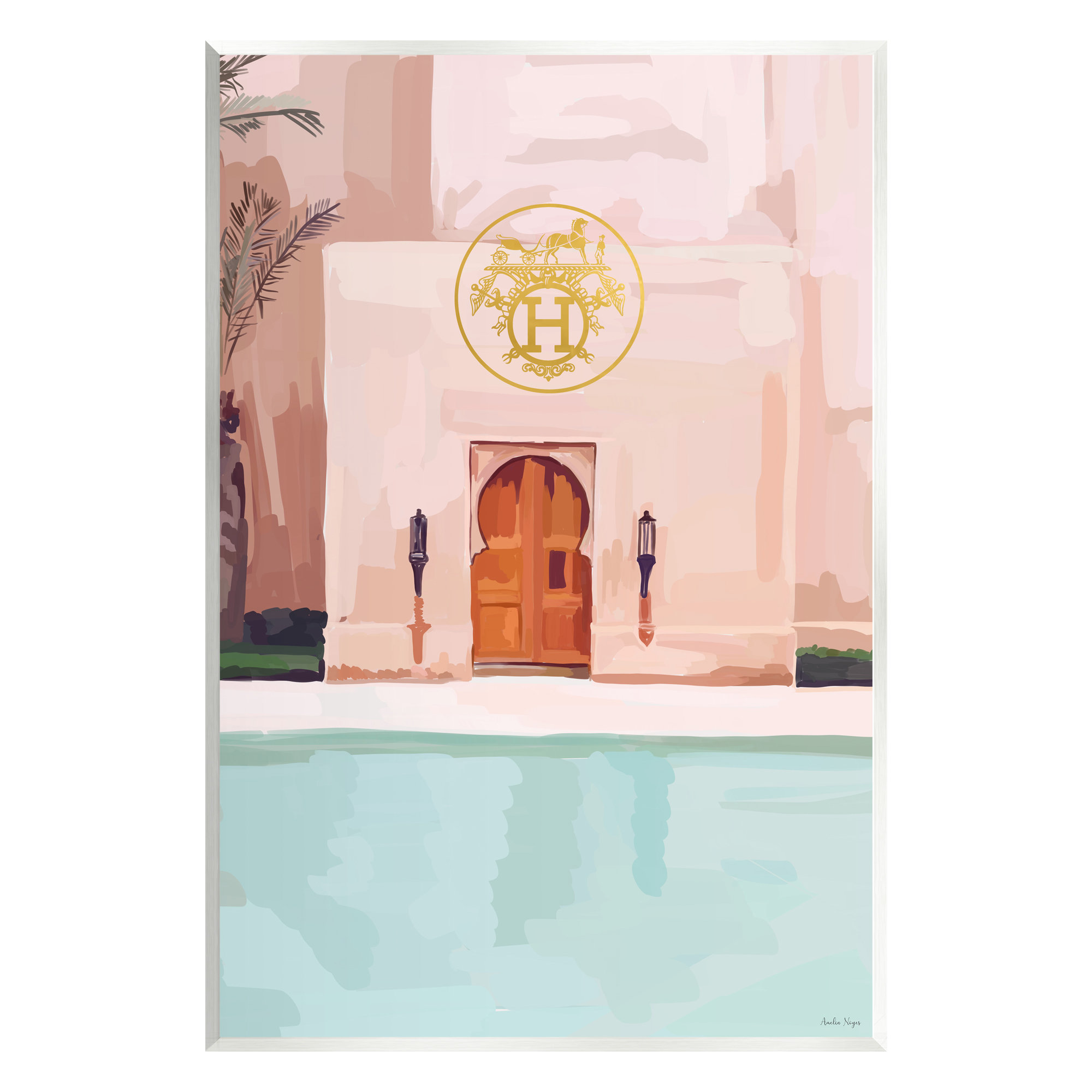 Stupell Industries Glam Poolside Villa Scene Wall Plaque Art by Amelia ...