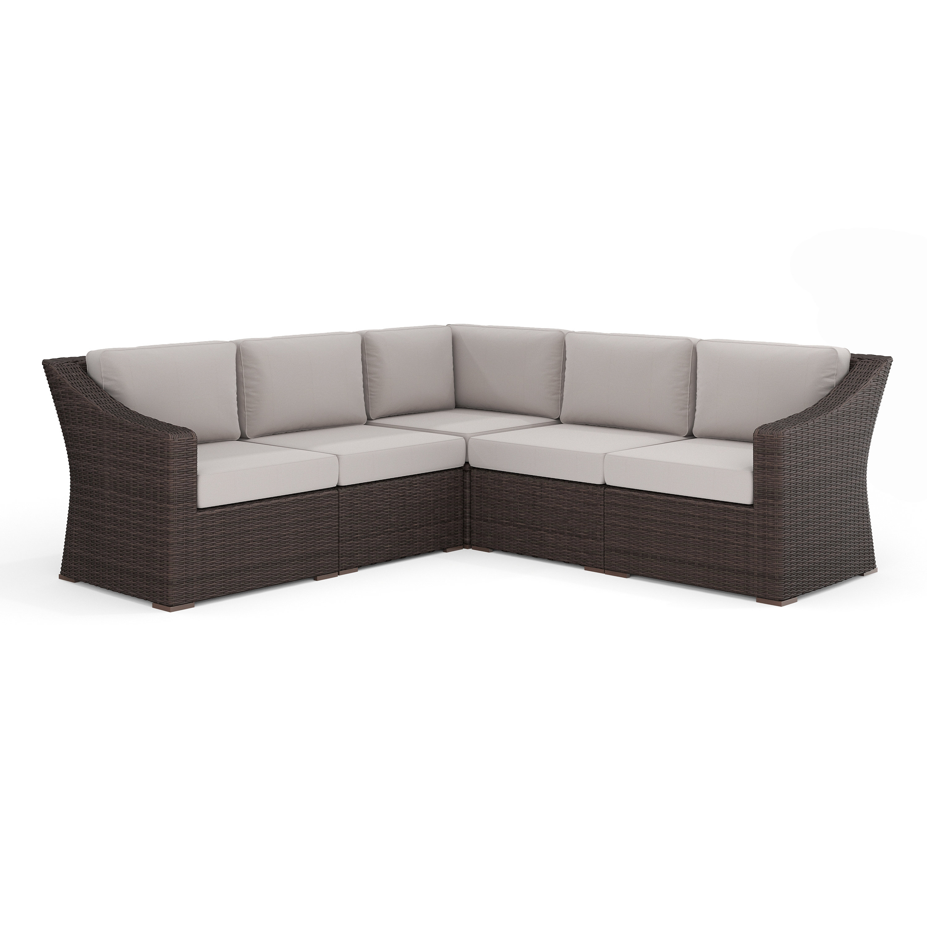 Martha Stewart Bedford Outdoor Modular Rattan Wicker 5-Seat Sectional ...