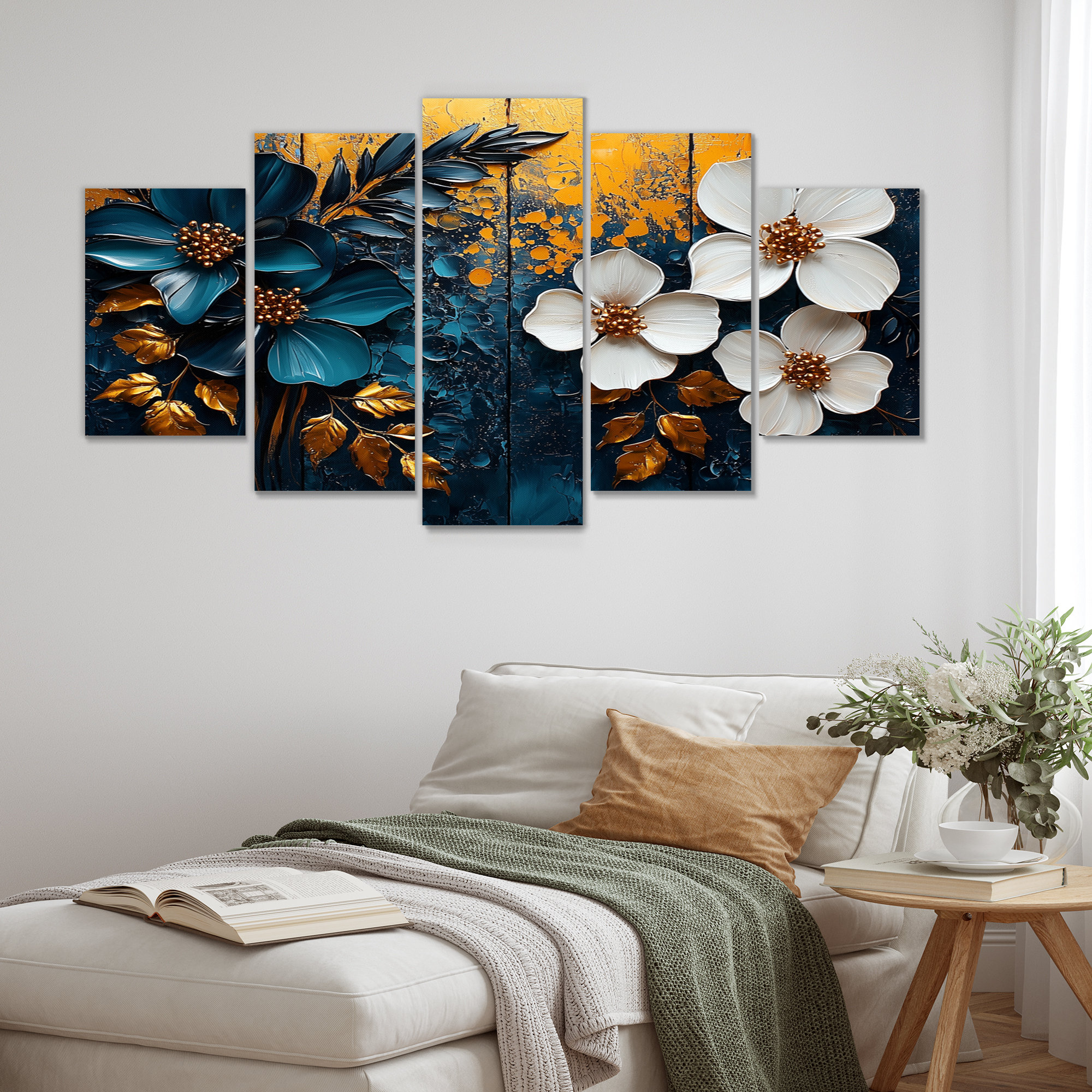 House of Hampton® Blue Polynesian Paradise Poppies Tiles II - Boho ...