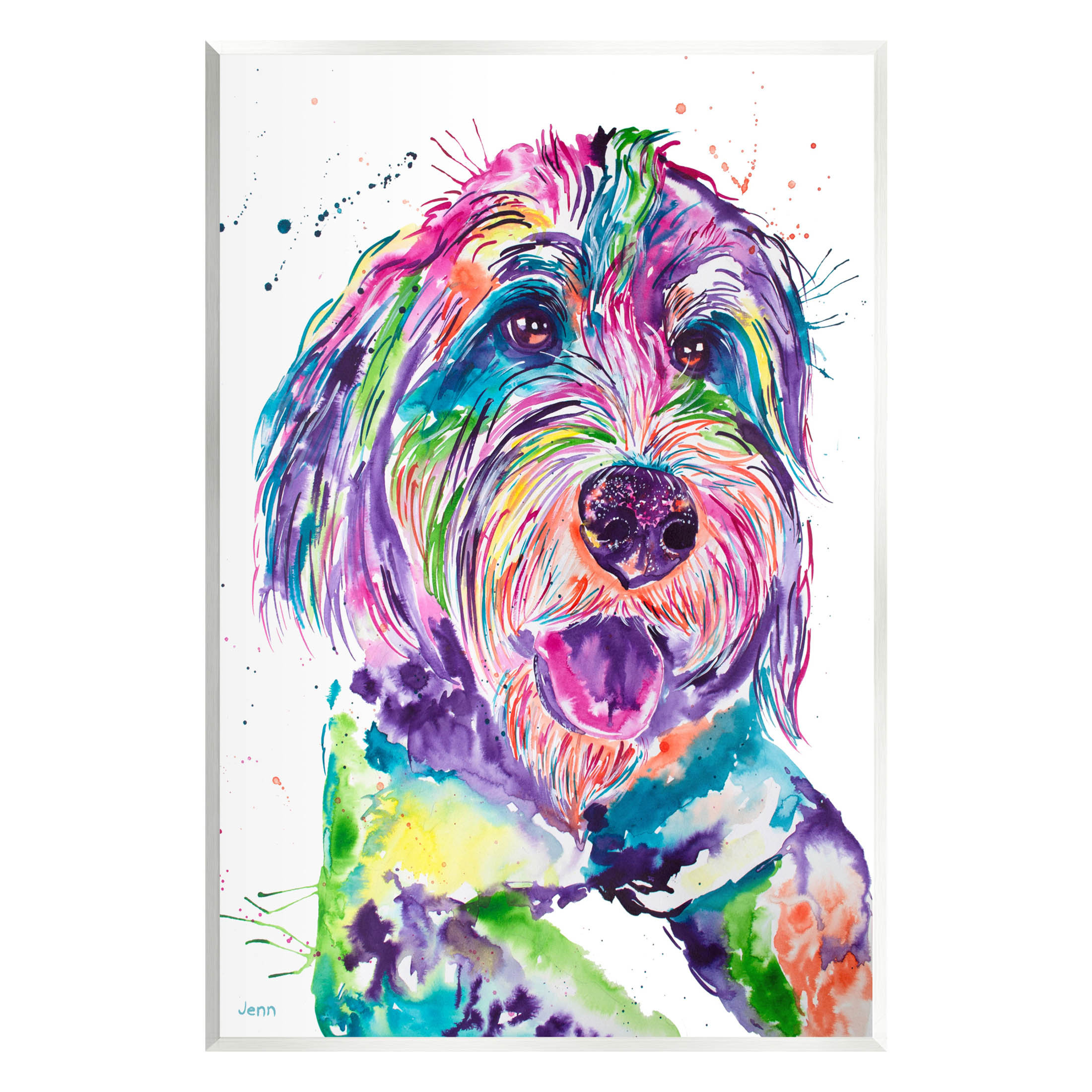 Stupell Industries Smiling Terrier Modern Vivid Dog Giclee Art By Jen ...