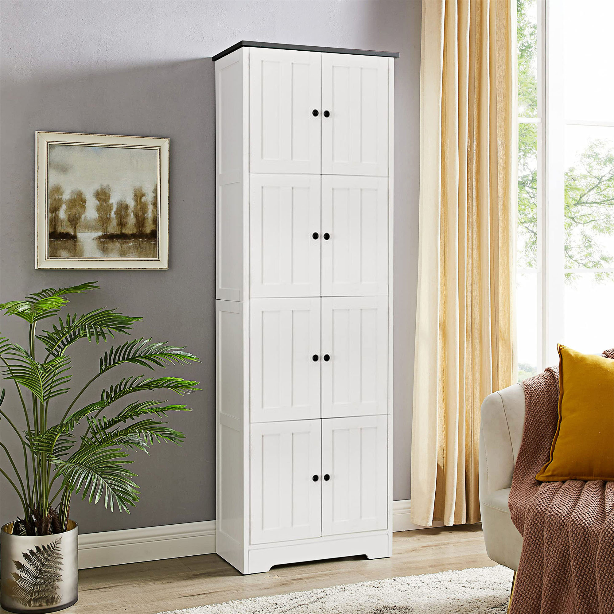 Red Barrel Studio® 8 Door Accent Cabinet Wood Cabinet Entryway Cabinet ...