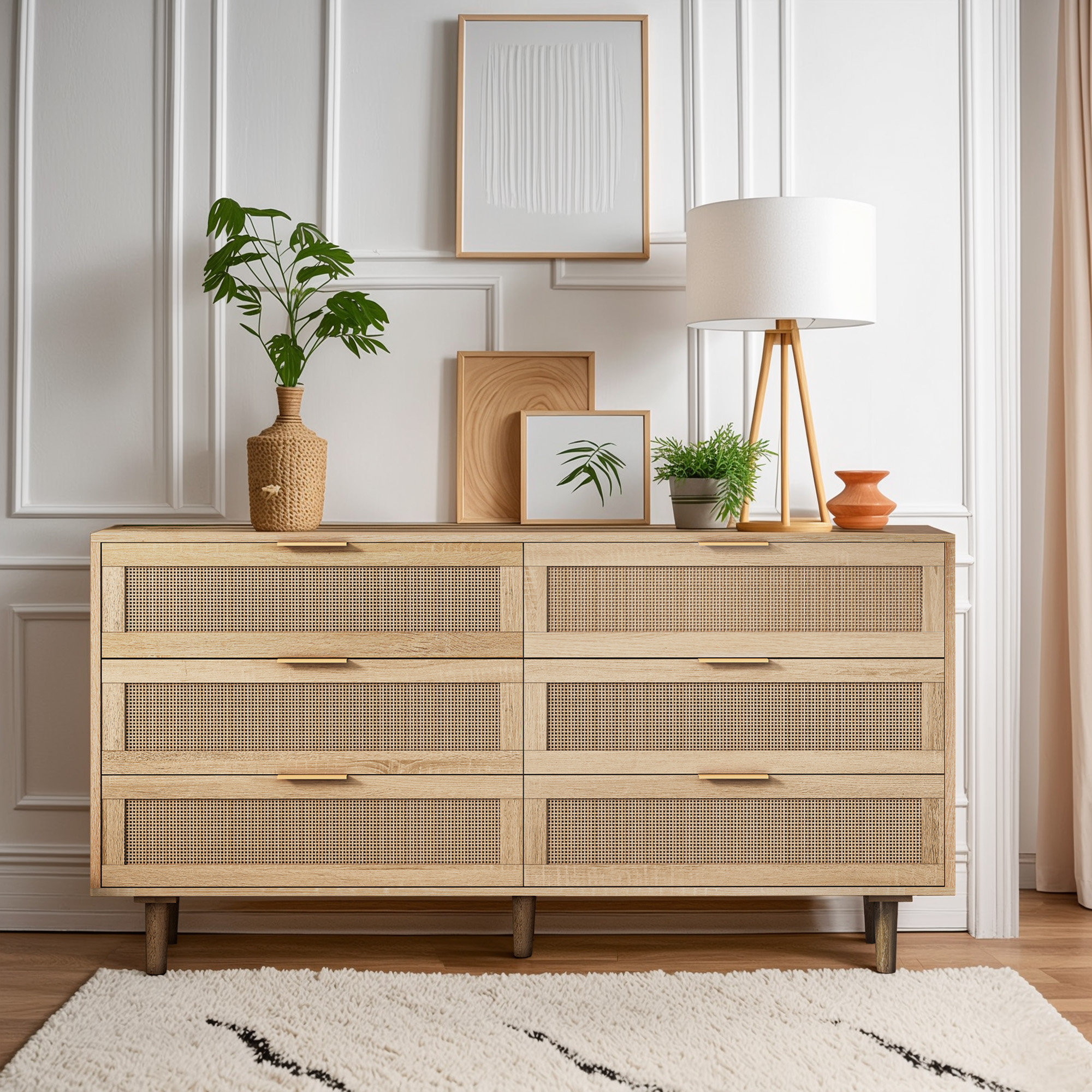 Bay Isle Home™ Abagayle 59'' Wide 6 - Drawer Dresser Rattan Bedroom ...