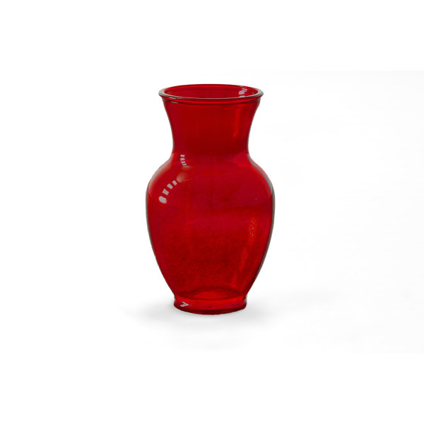 Winston Porter Ginger Glass Vase Large Red-11.00"H | Wayfair
