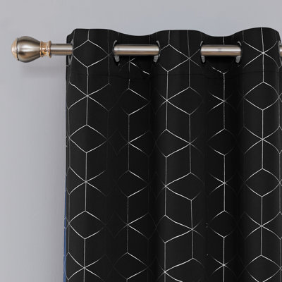Deconovo Silver Diamond Pattern Curtain Pair | Wayfair