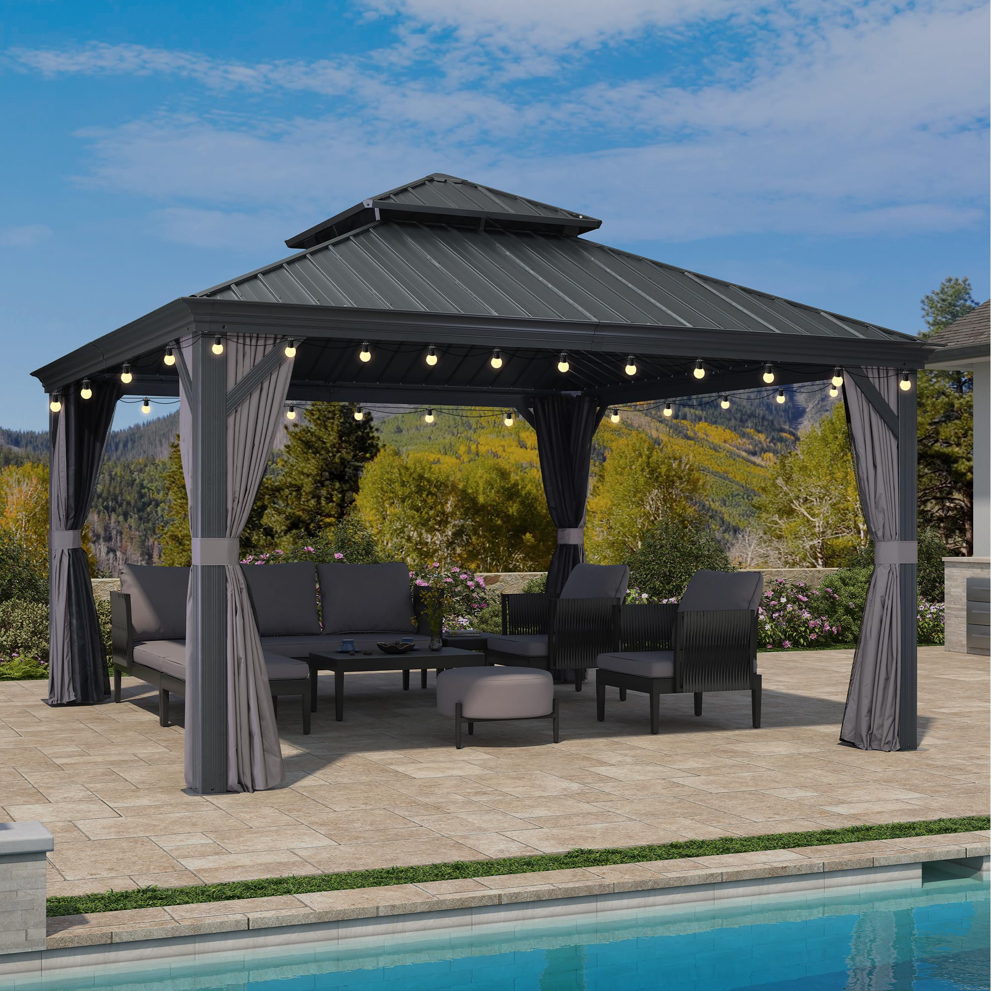 Purple Leaf 13 Ft. W x 13 Ft. D Steel Patio Gazebo & Reviews | Wayfair