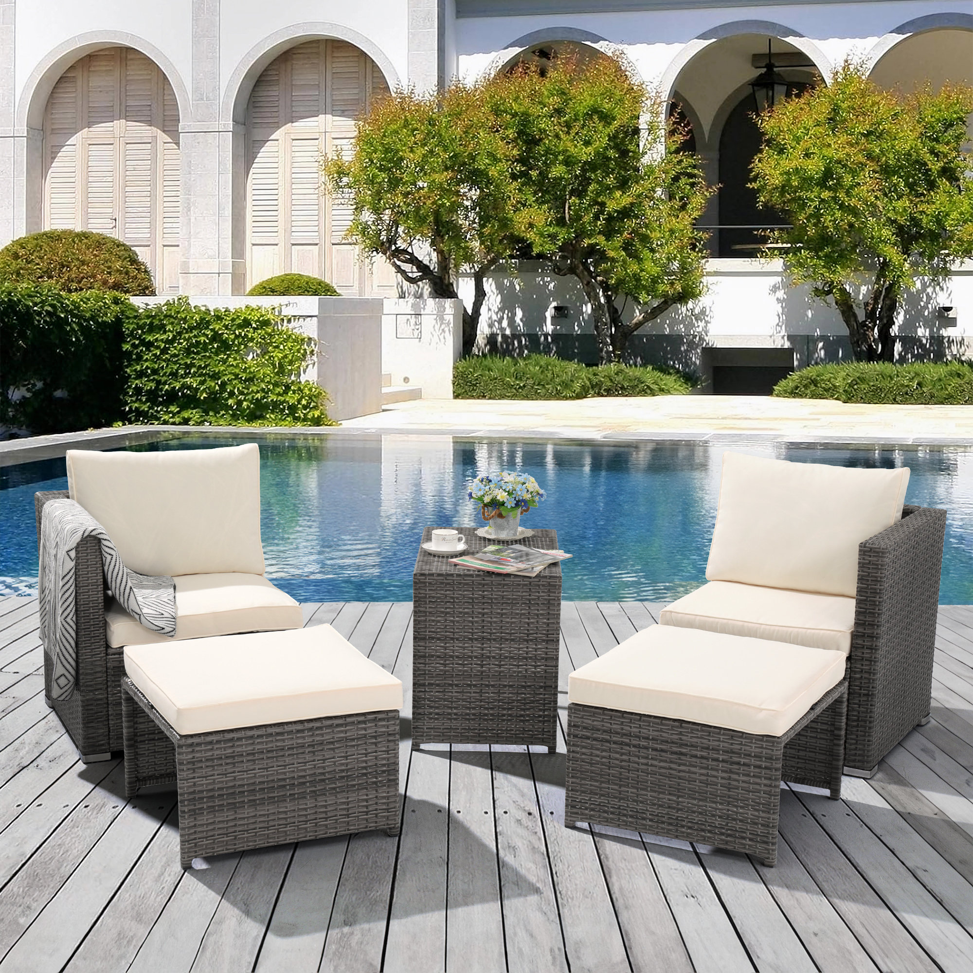 Ebern Designs Michelleanne 4 - Person Outdoor Seating Group with ...