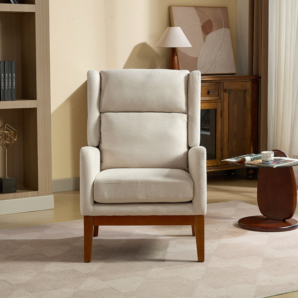 George Oliver 26.18" Wide Modern Accent Chair,Polyester Blend High Back ...