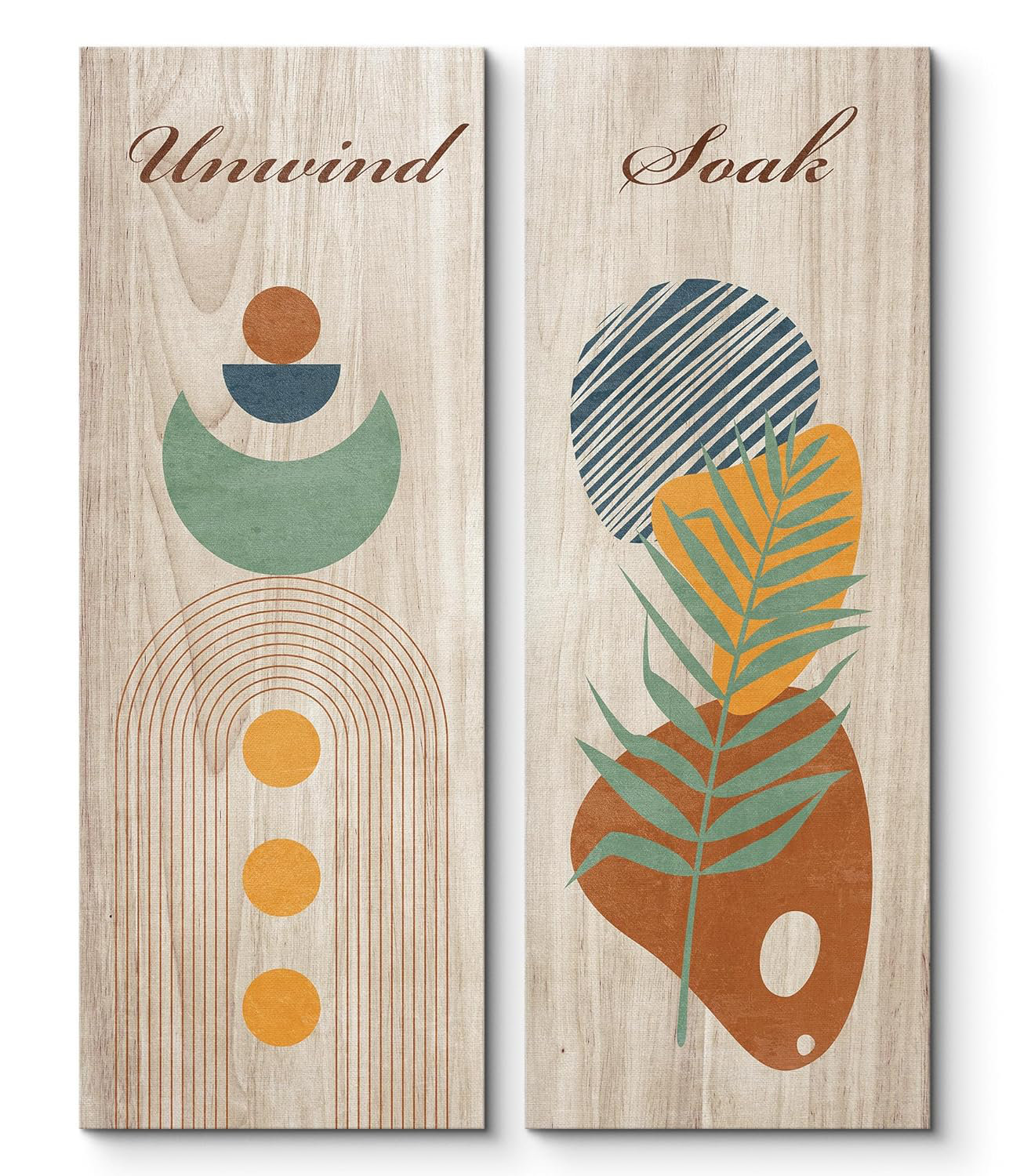 IDEA4WALL Mid Century Modern Boho Colorful Geometric Shapes 2 Pieces ...