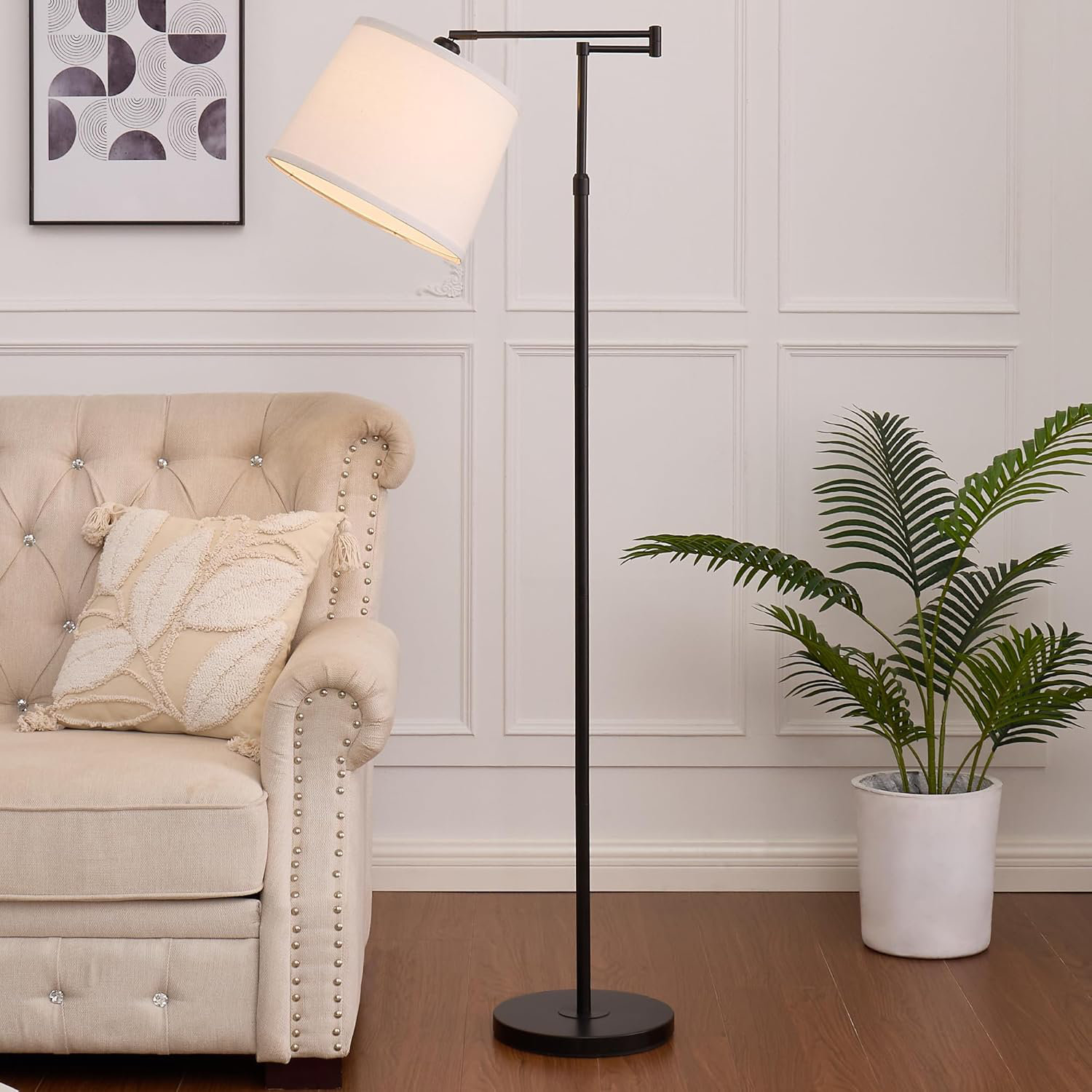 Latitude Run® Modern Tall Standing Lamp With Swing Arm Farmhouse ...