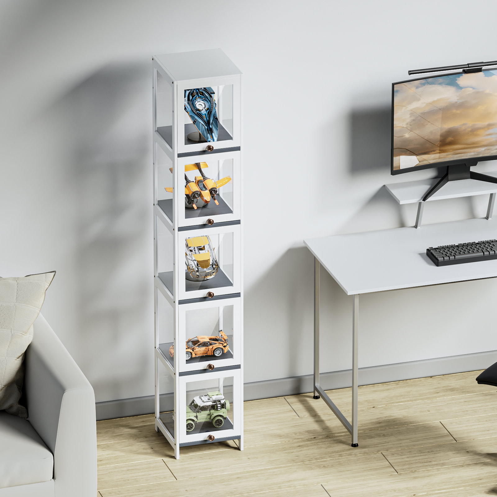 Magshion Modern Home Office 68" 5-Tier Transparent Display Cabinet ...