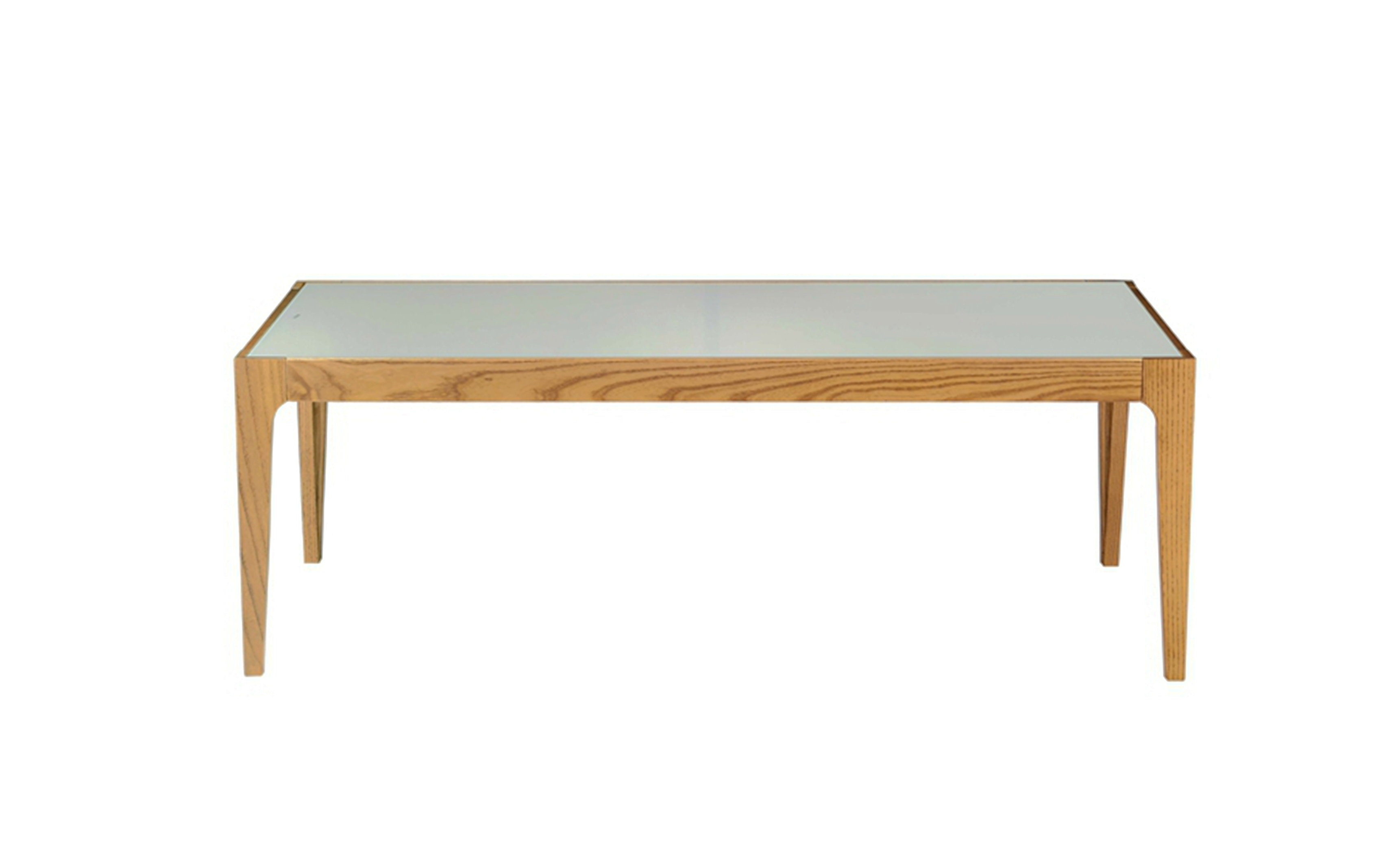 Dakota Fields Gwynn Frosted Glass Top Natural Finish Coffee Table ...
