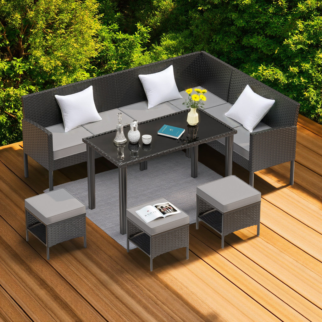 Latitude Run® 7-Piece Space-Saving Patio Furniture Set with Waterproof ...