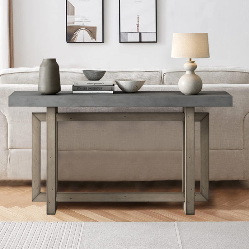 17 Stories Thedrick 59" Contemporary Console Table with Wood Top, Extra ...