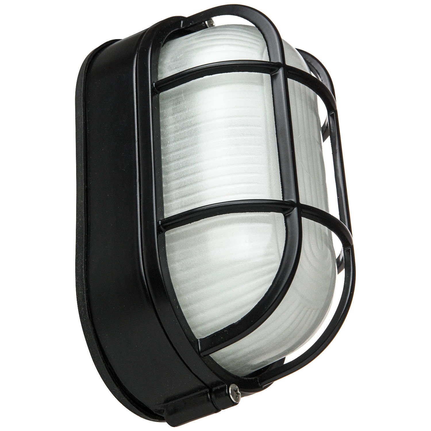 Breakwater Bay Frankford Black 8.7'' H Ribbed Glass Outdoor Bulkhead ...