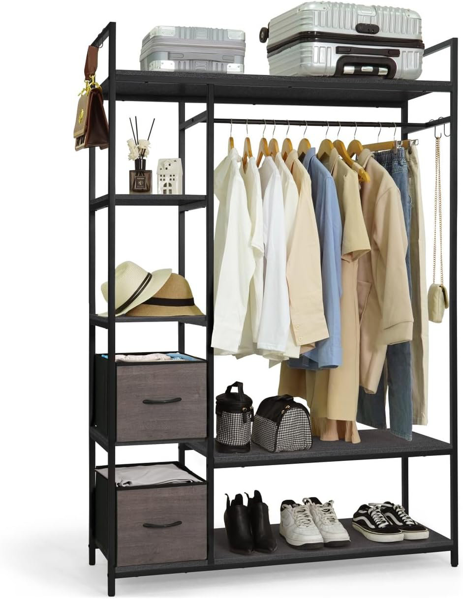 Rebrilliant 979lbs Capacity Heavy Duty Metal Garment Rack w/ Hanging ...