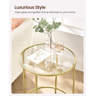 Everly Quinn Round Side Table, Glass End Table With Metal Frame, Gold ...