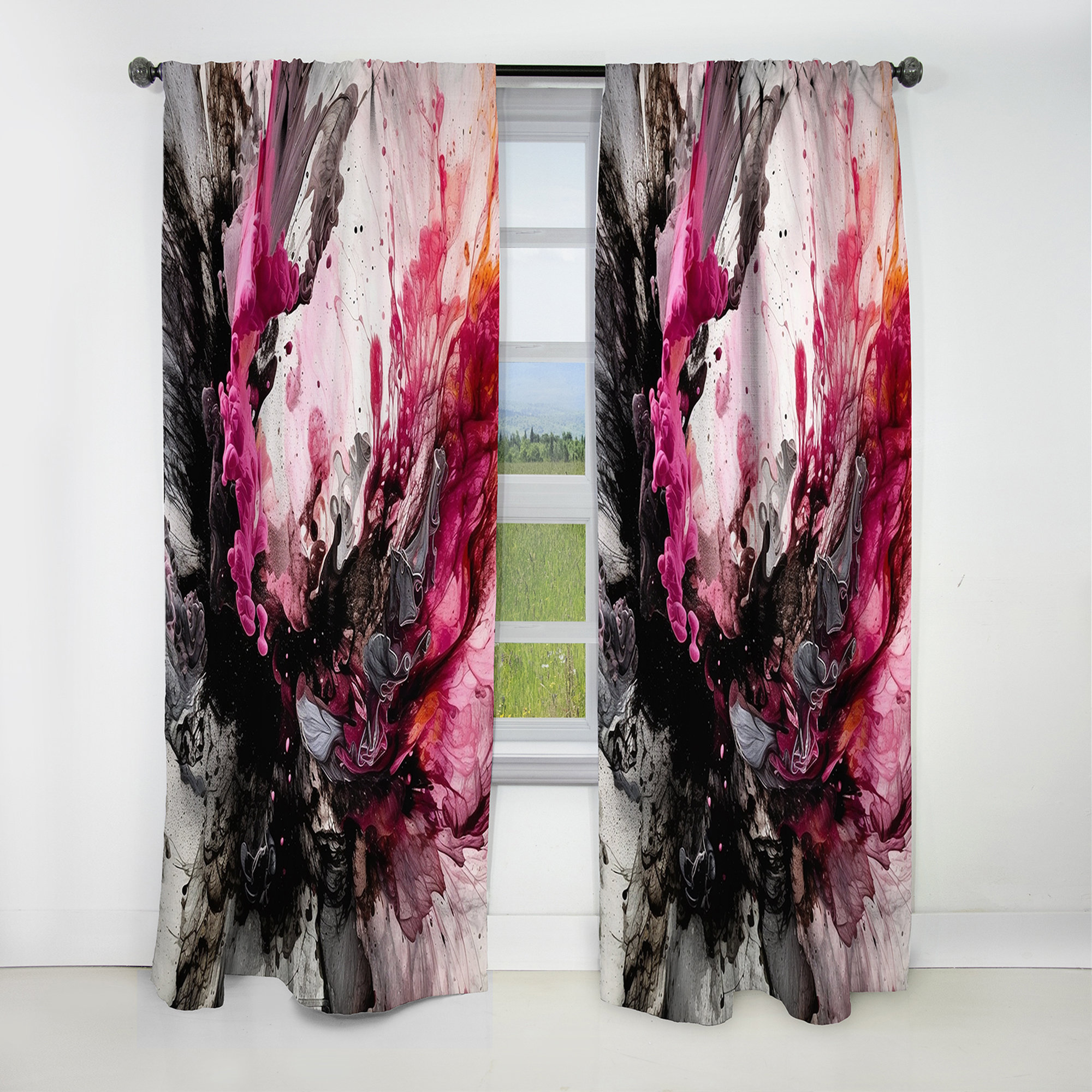 Design Art Black Gold Marble Splash V - Abstract Marble Curtain ...