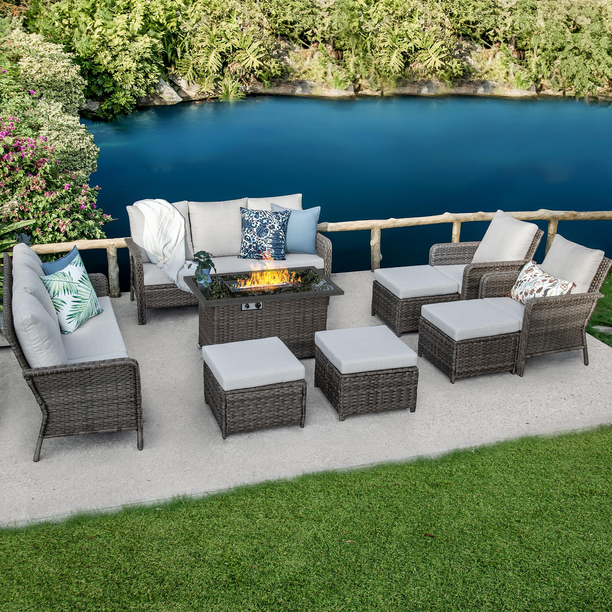 Lark Manor™ Blithedale 12 - Person Outdoor Seating Group with Fire Pit ...