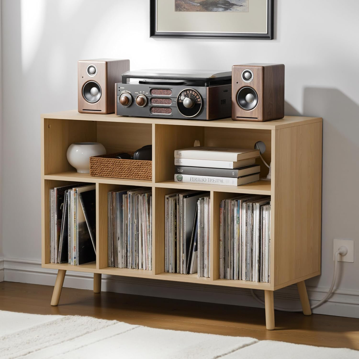 George Oliver Record Player Stand, Turntables Stand with Charging ...