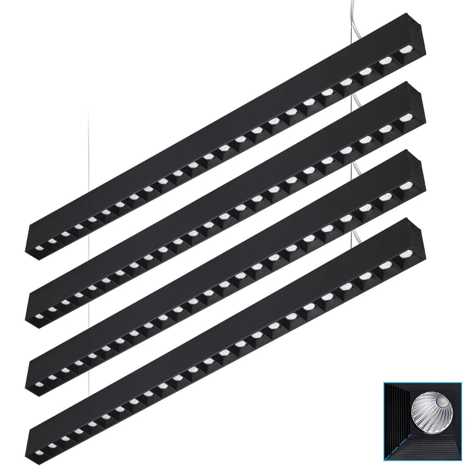 LEDVANS Commercial Grade Linkable 4FT LED Linear Light, Dimmable Office ...