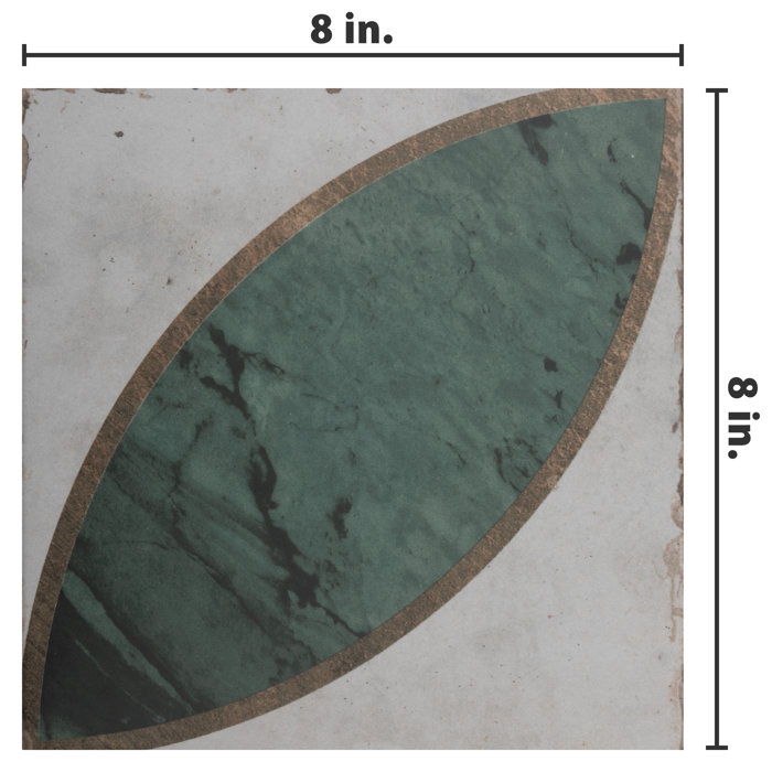 Merola Tile Renaissance Deco 8" x 8" Porcelain Patterned Wall & Floor ...