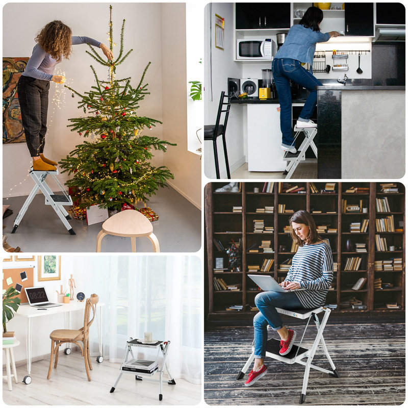 WFX Utility™ Southmont 2 - Step Metal And PP Folding Step Ladder | Wayfair