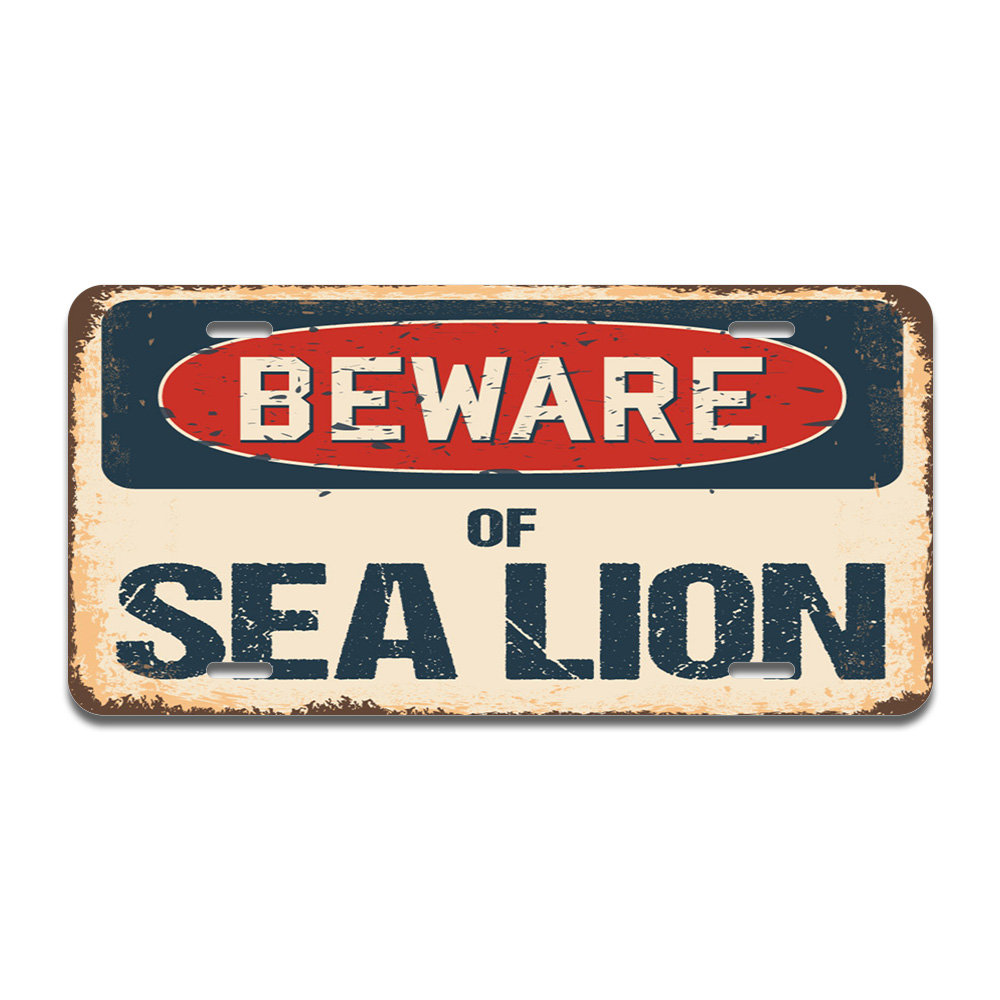 SignMission Beware of Sea Lion Aluminum Plate Frame | Wayfair