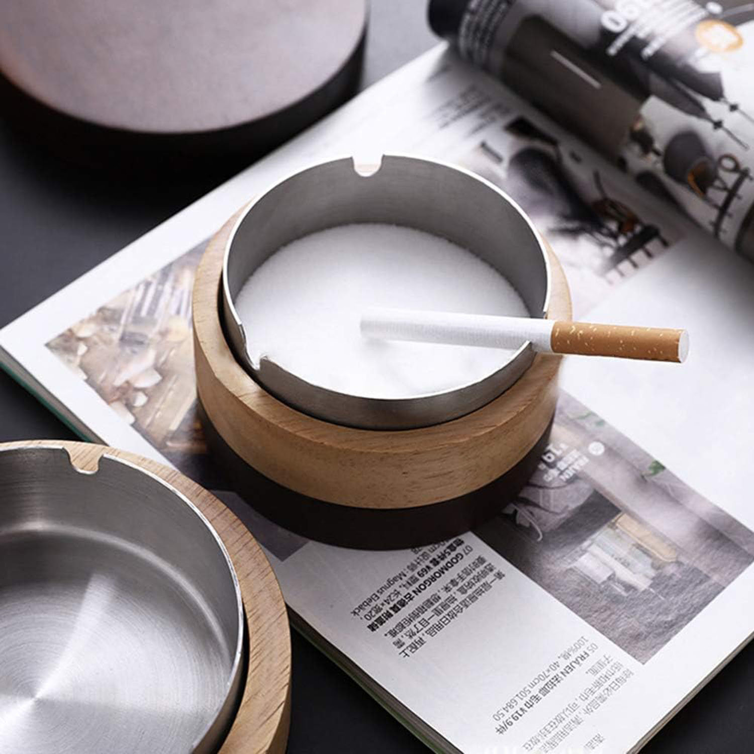 ULIMUS Windproof Ashtray For Indoor And Outdoor Use, Wooden With ...