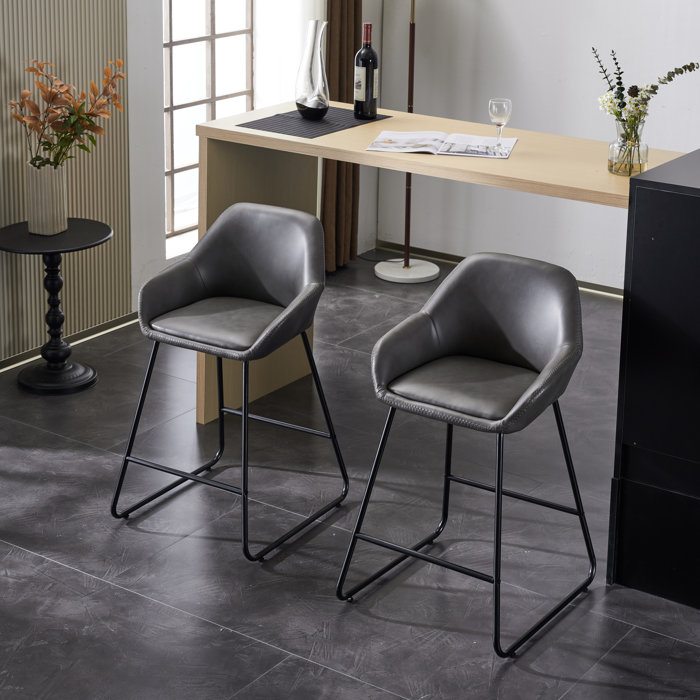 Latitude Run® Jarmen Upholstered 24'' Counter Stool with Metal Frame ...