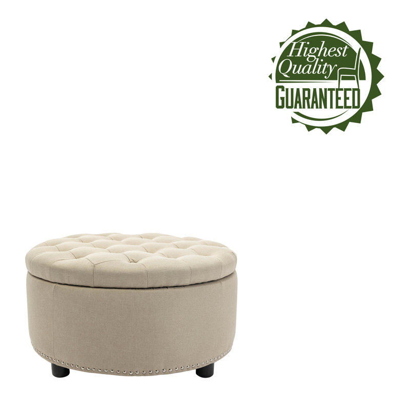 Lark Manor 29.9'' Wide Tufted Round Ottoman with Storage & Reviews ...