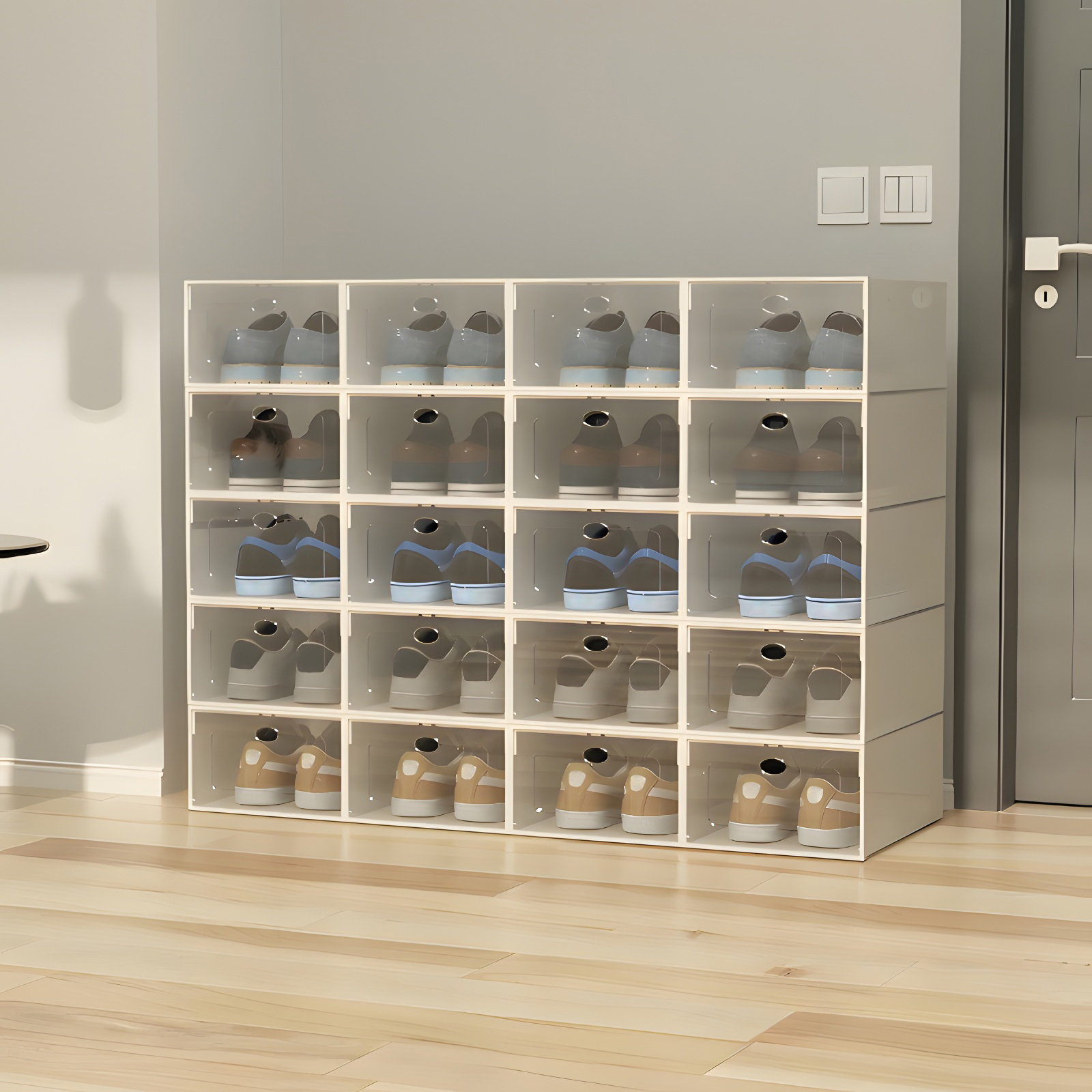 Rebrilliant 20pcs Stackable Shoe Storage Box Transparent Display Case ...