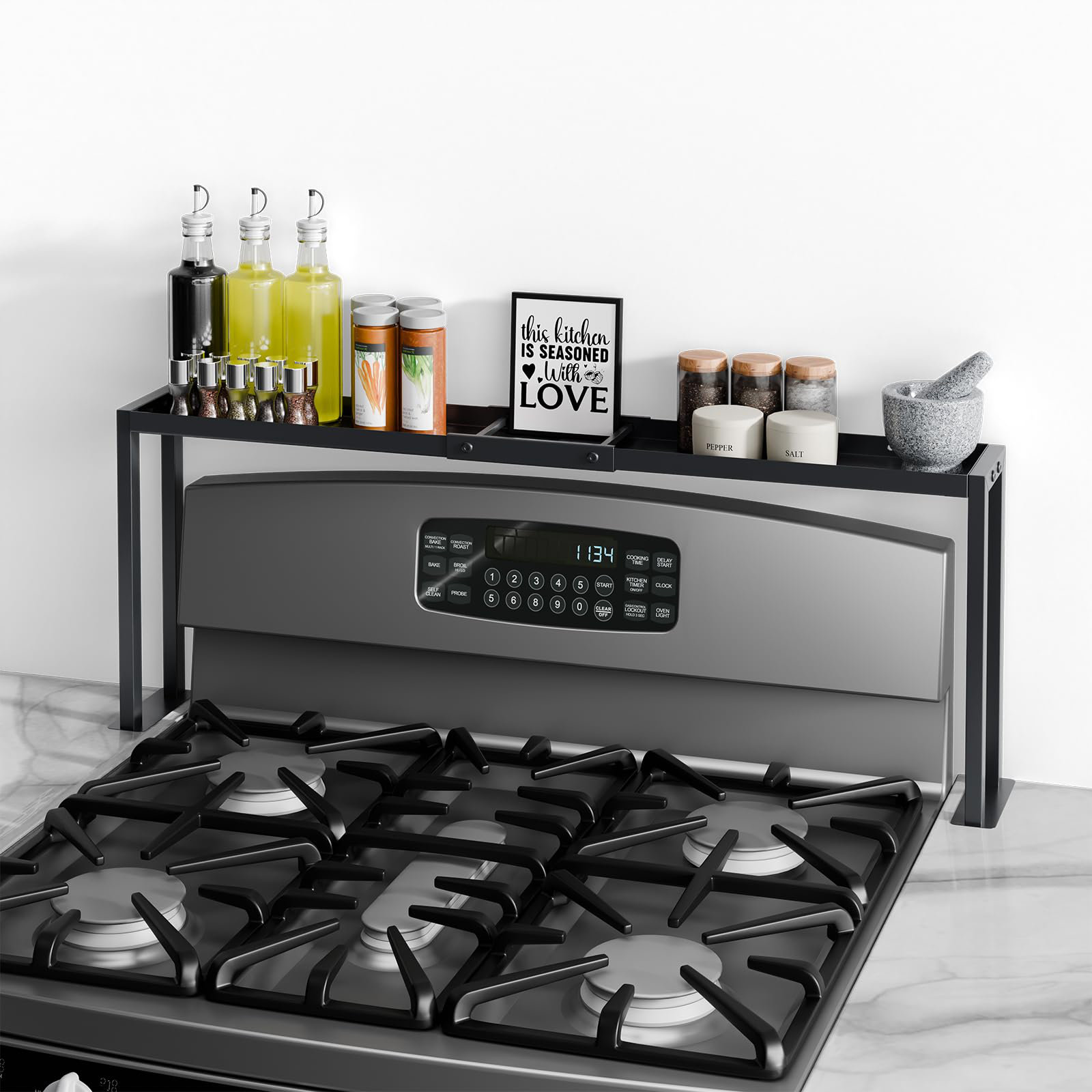 Latitude Run® Spice Rack Shelf For Kitchen Stove, 32" Stove Top Shelf ...