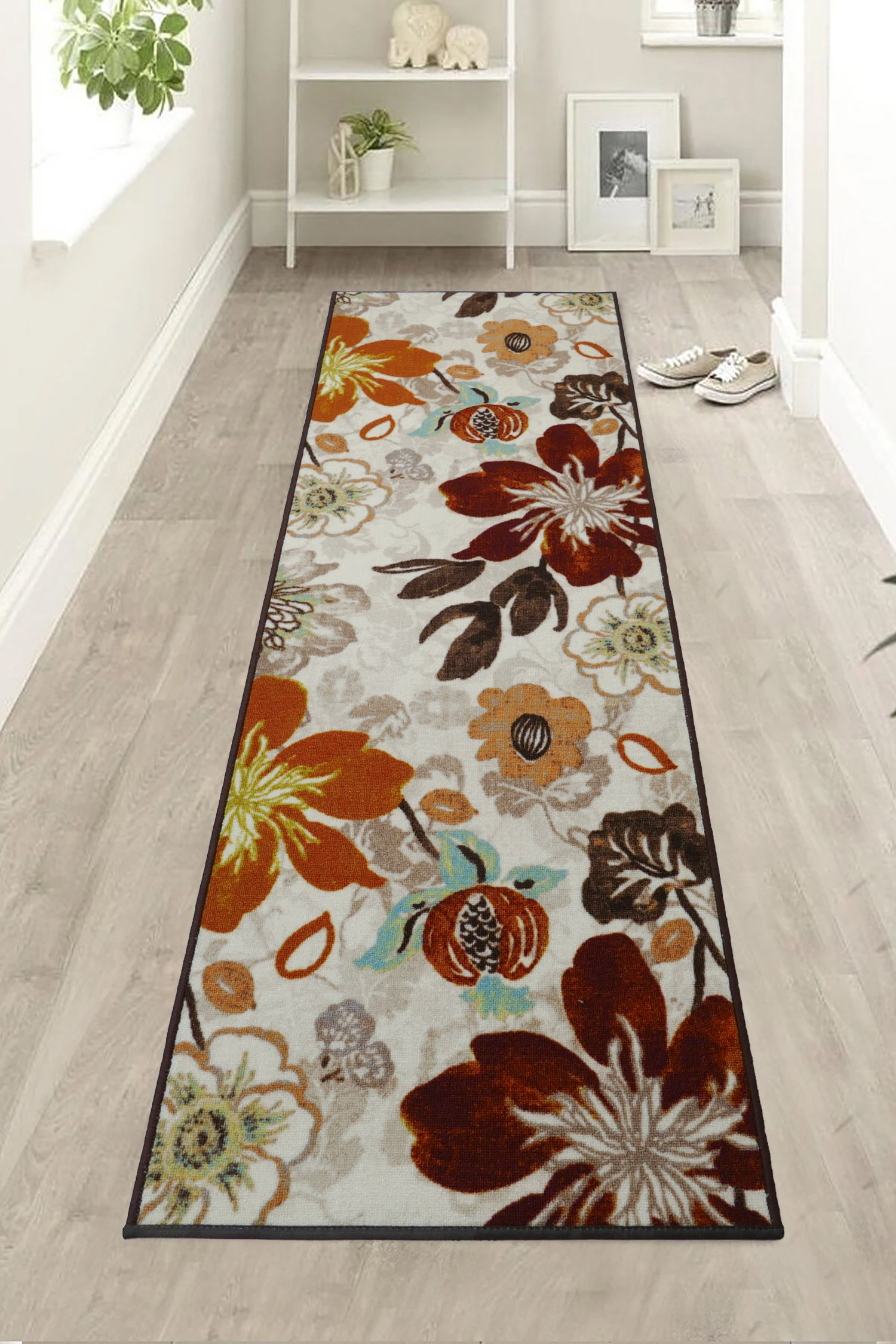Winston Porter Kailua Custom Size Rug Big Floral Slip Resistant Low ...
