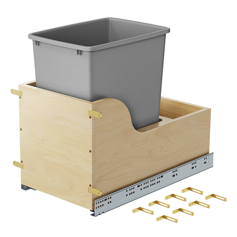 HomLux Wood Pull Out Waste Container with Soft Close & Reviews | Wayfair