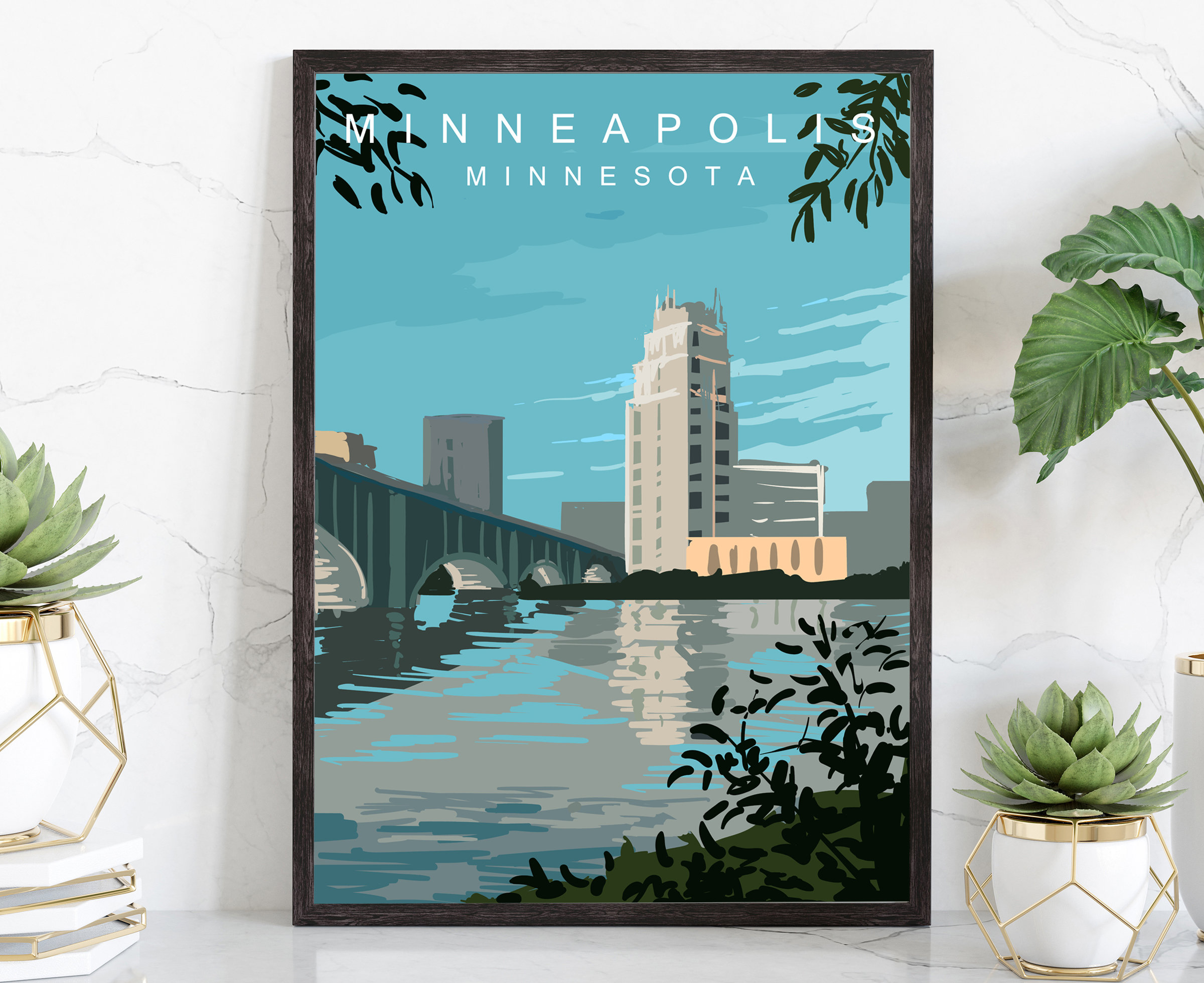 Trinx Minneapolis Retro Style State Travel Poster - Unframed ...