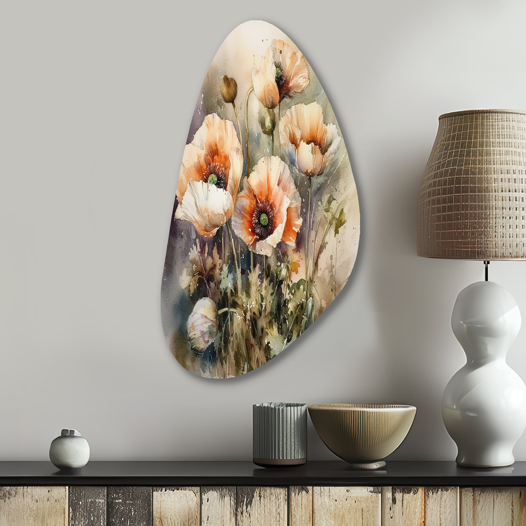 Design Art Orange Peonies Blooms II - Peonies Fall Shape Assymterical ...