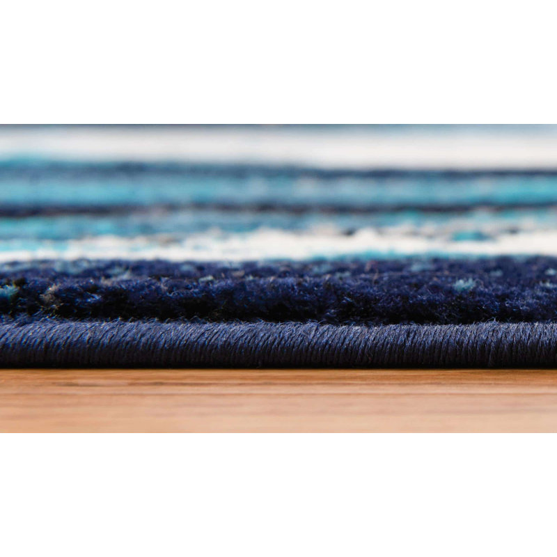 Wrought Studio Sidney Performance Navy Blue Rug & Reviews | Wayfair