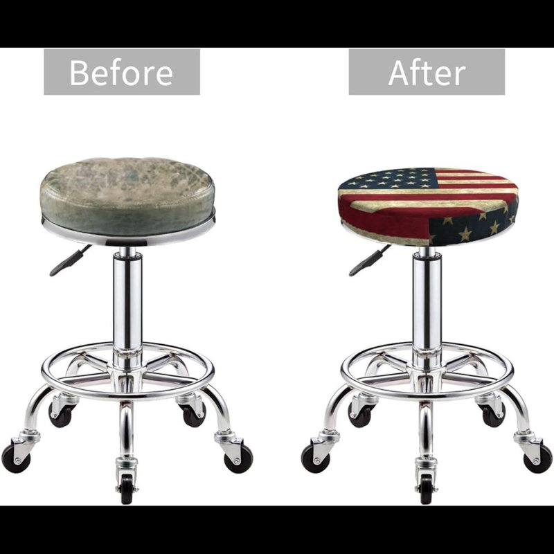 Williston Forge Vintage American Flag Bar Stool Slipcover Round, Soft ...