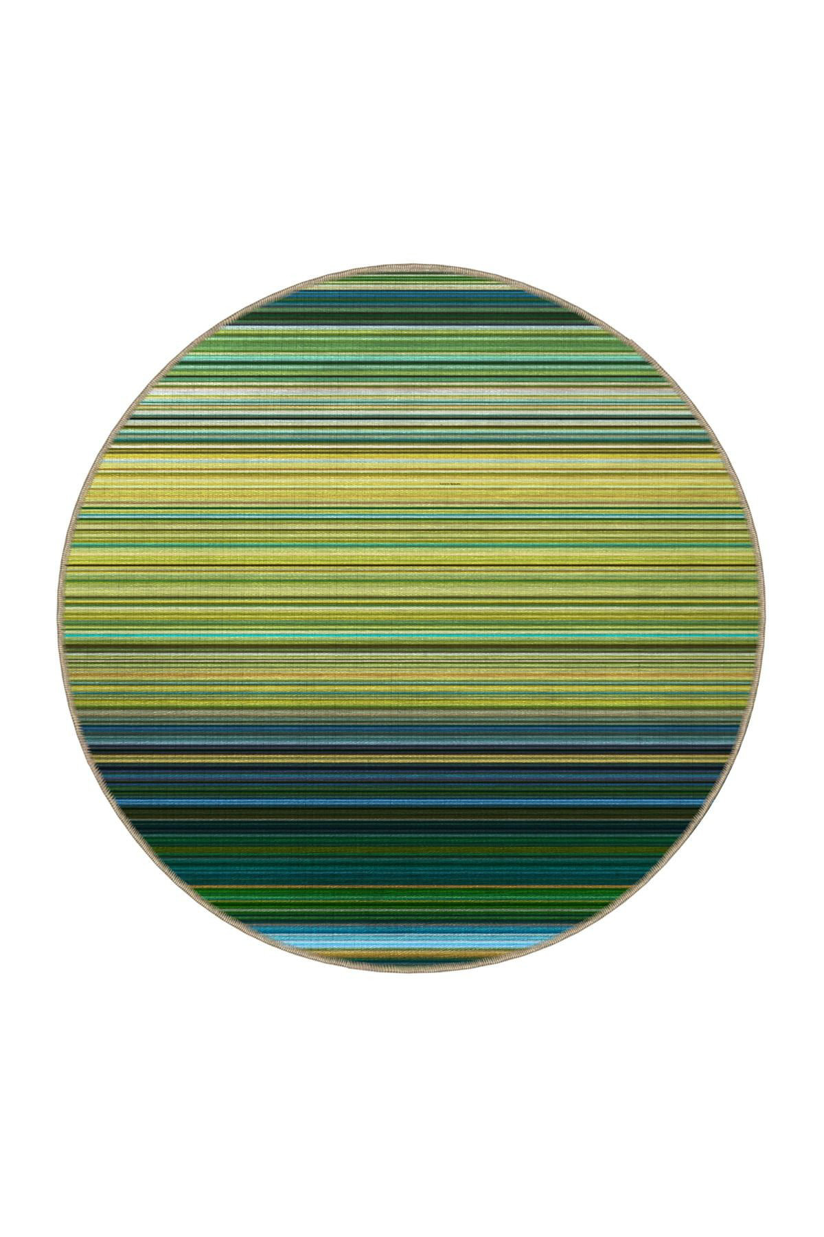 Hokku Designs Green Toned Straight Striped Patterned Woven Base Rug ...