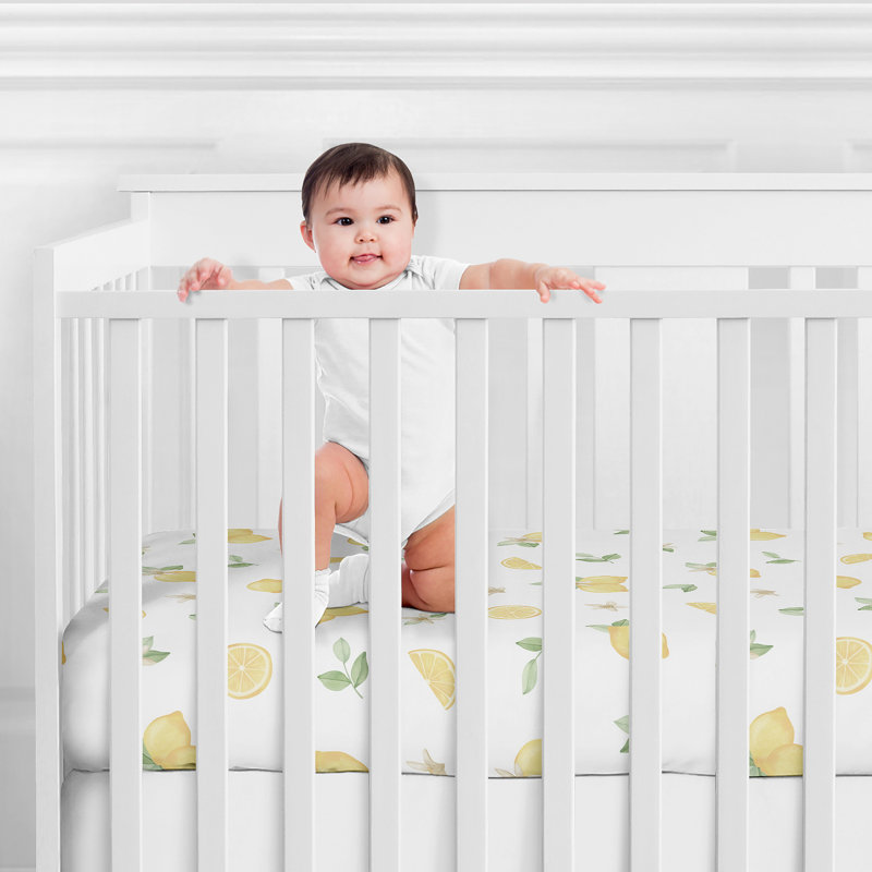 Sweet Jojo Designs Lemon Floral Fitted Crib Sheet | Wayfair