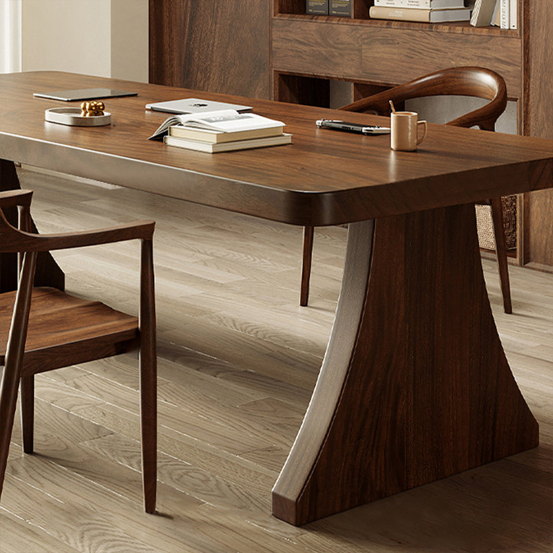 Flexy Infotech 86.61" Nut-brown Rectangular Solid Wood Dining Table ...