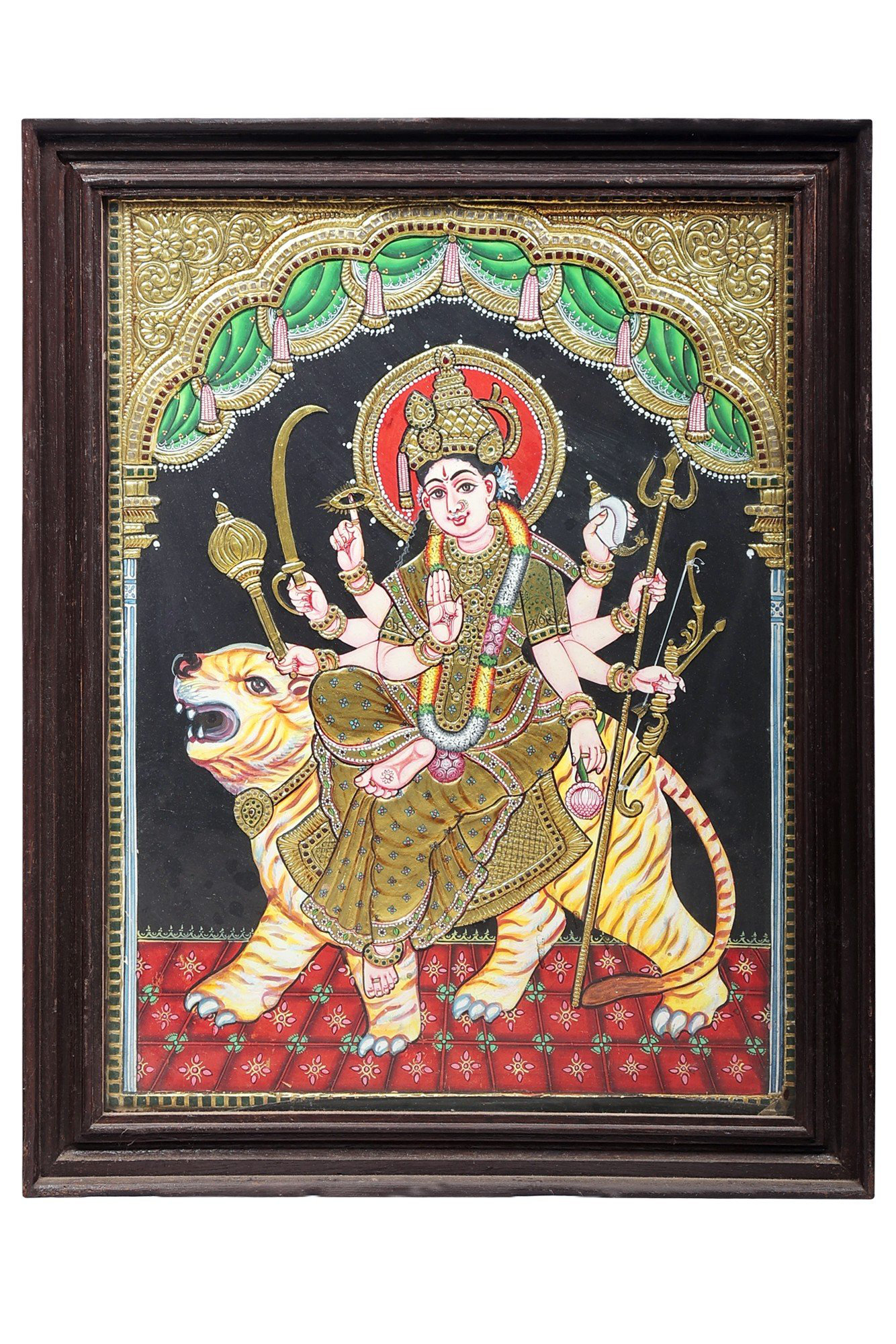 Exotic India Ashtabhuja Goddess Durga Tanjore Painting | Traditional ...