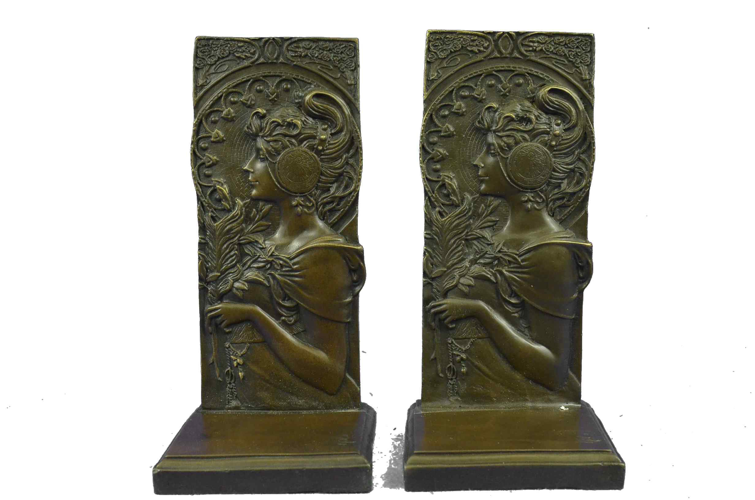 Bloomsbury Market Delaware Art Nouveau Female Portrait Bronze Metal Set ...