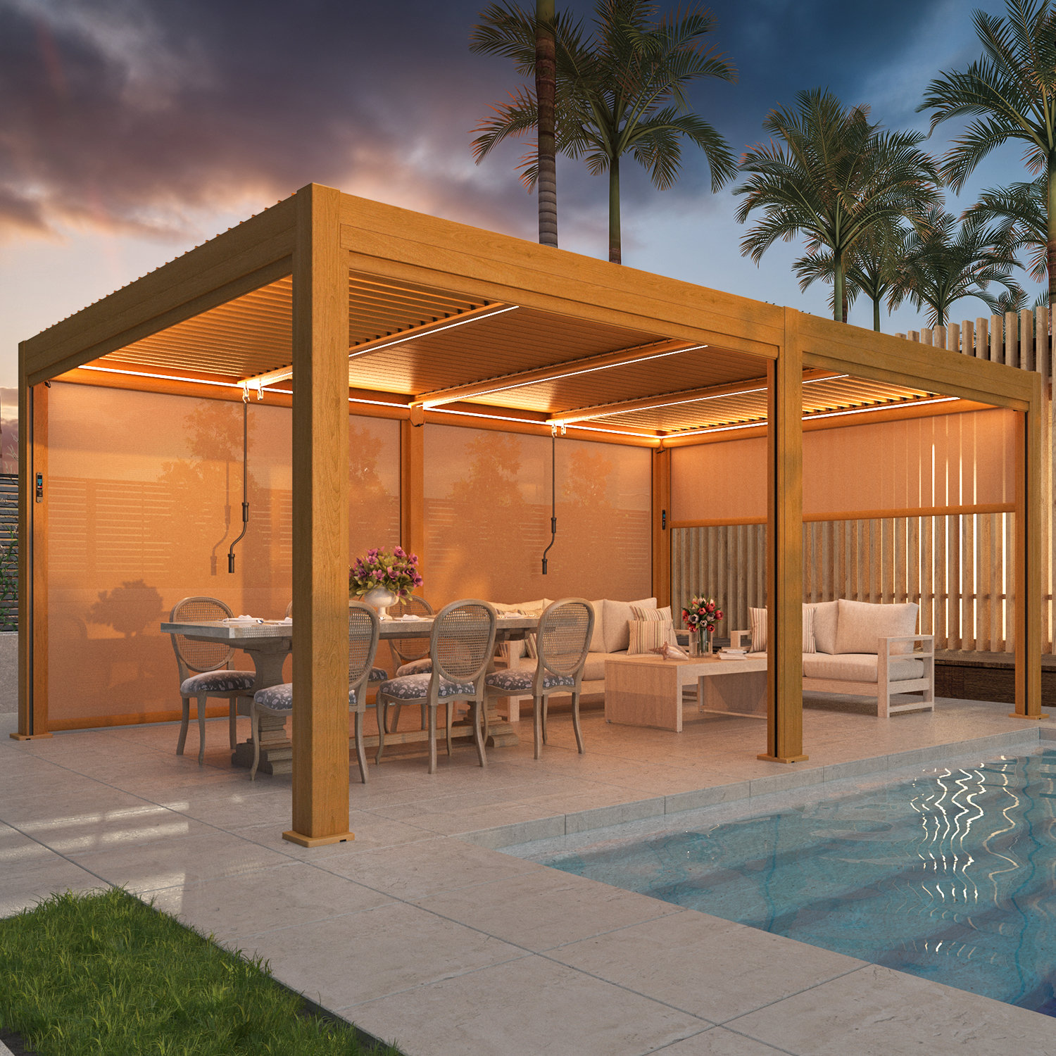 EROMMY 12' X 20' Motorized Aluminum Louver Pergola, Patio Pergola With ...